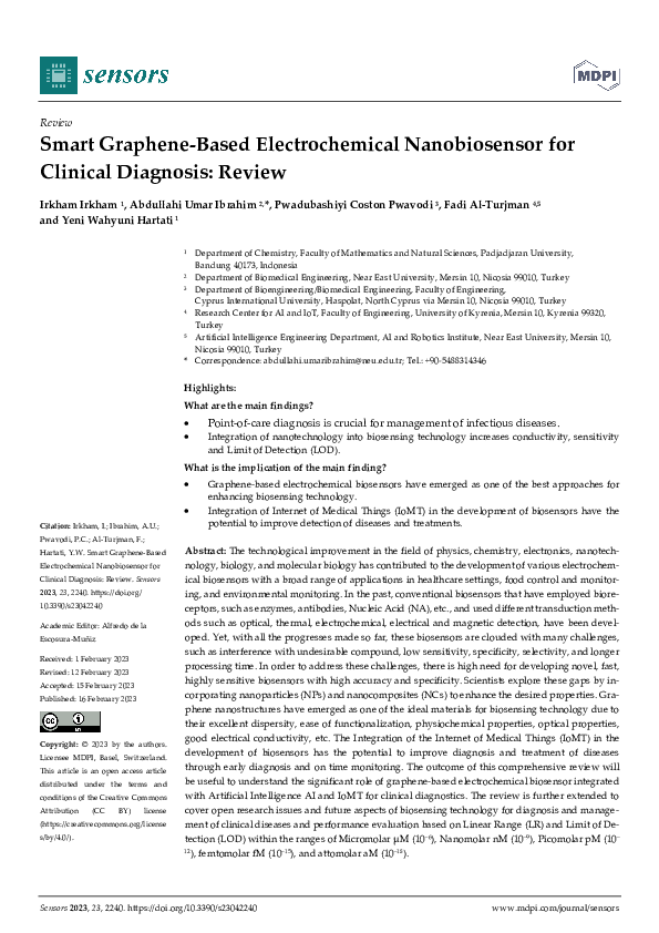 (PDF) Smart Graphene-Based Electrochemical Nanobiosensor for Clinical Diagnosis: Review