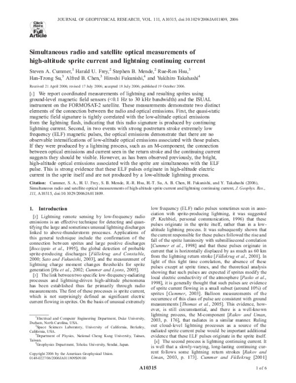 (PDF) Simultaneous radio and satellite optical measurements of high ...