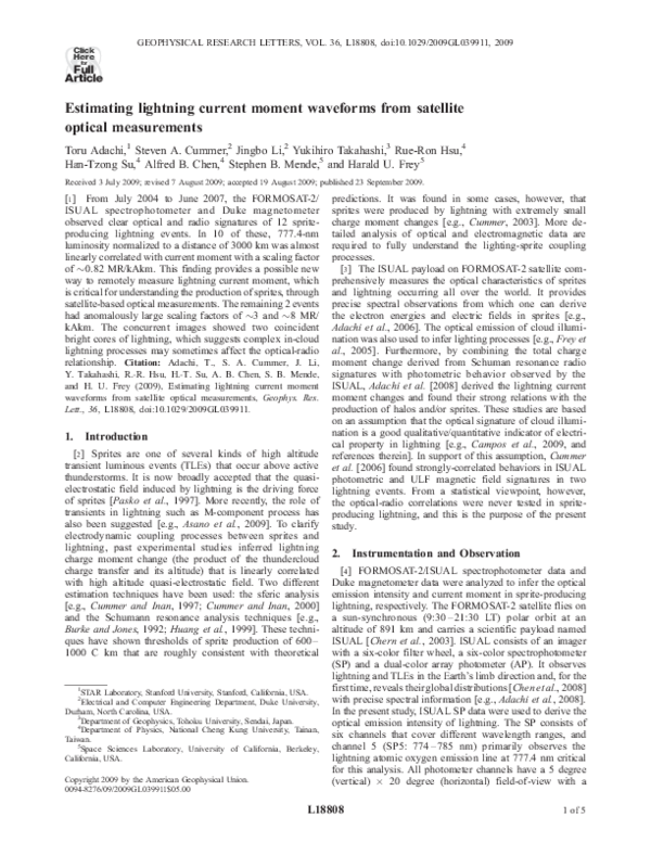 (PDF) Estimating lightning current moment waveforms from satellite optical measurements
