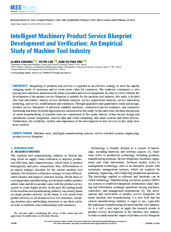 (PDF) Intelligent Machinery Product Service Blueprint Development and ...