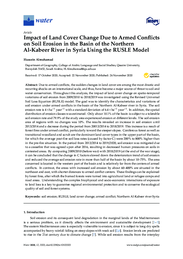 (PDF) Impact of Land Cover Change Due to Armed Conflicts on Soil ...