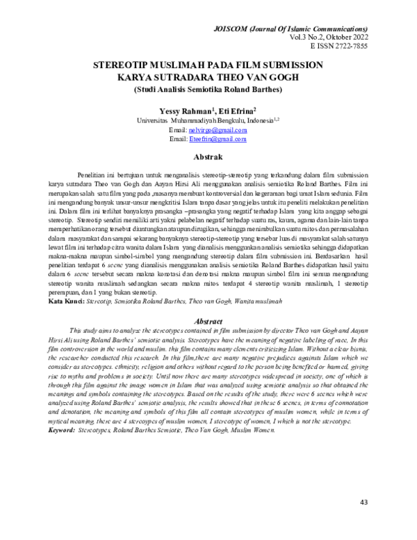 (PDF) Stereotip Muslimah Pada Film Submission Karya Sutradara Theo Van Gogh