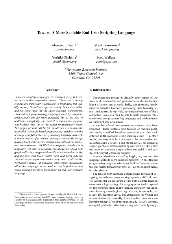 (PDF) Toward A More Scalable End-User Scripting Language
