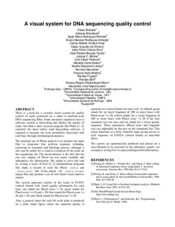 (PDF) A visual system for DNA sequencing quality control