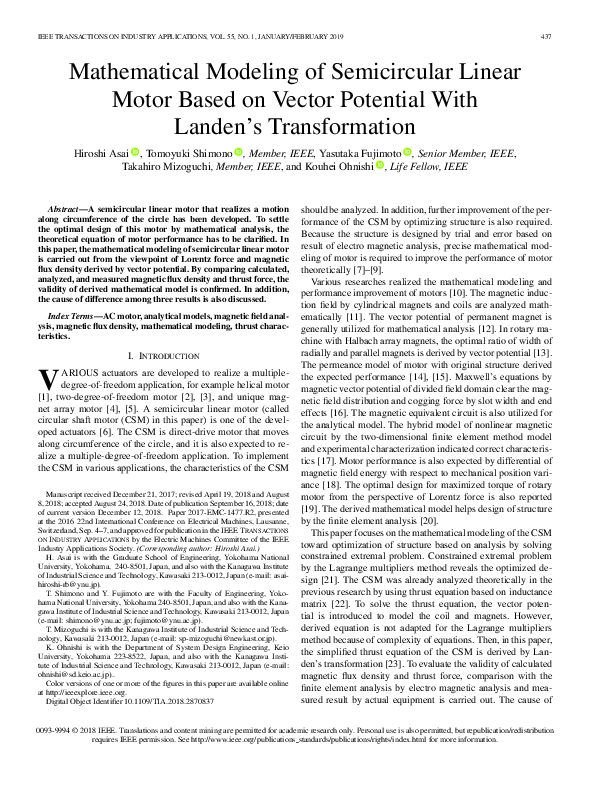 (PDF) Mathematical Modeling of Semicircular Linear Motor Based on ...