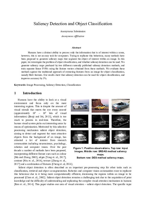 Doc Saliency Detection And Object Classification