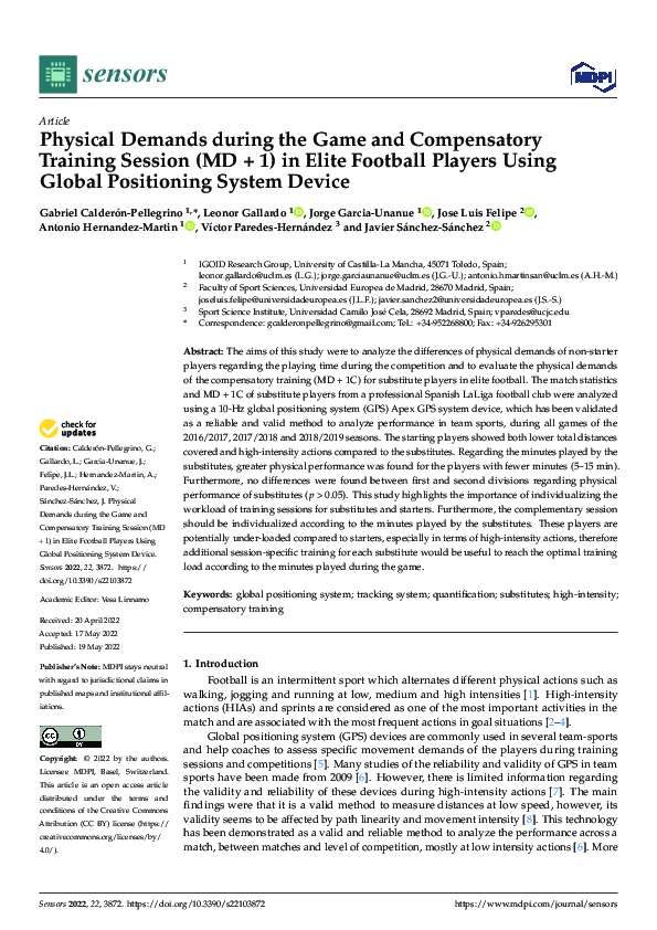 (PDF) Physical Demands during the Game and Compensatory Training ...