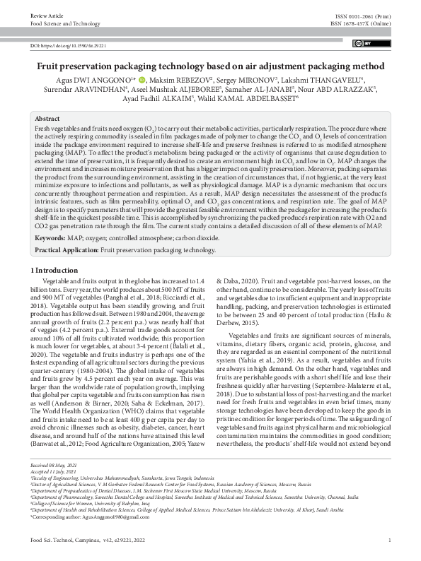 (PDF) Fruit preservation packaging technology based on air adjustment ...