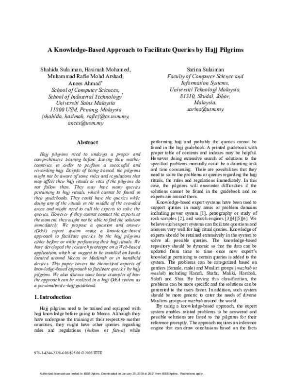 (PDF) A knowledge-based approach to facilitate queries by hajj pilgrims