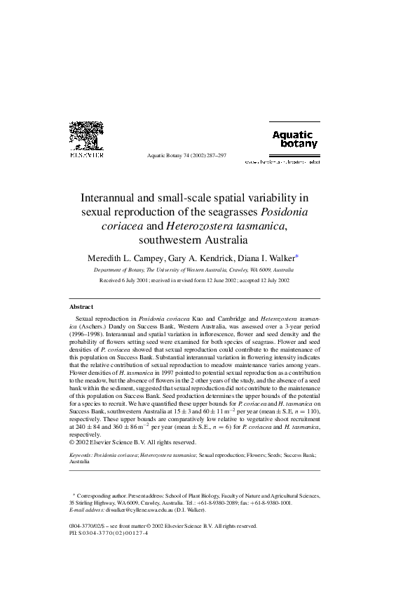 Pdf Interannual And Small Scale Spatial Variability In Sexual