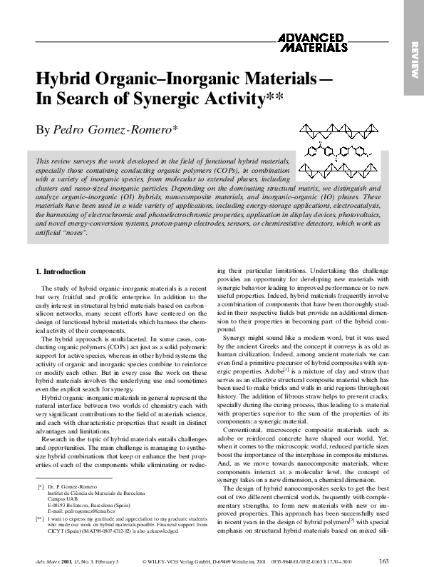 (PDF) Hybrid Organic–Inorganic Materials