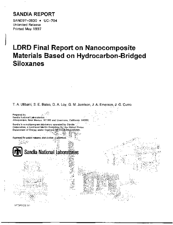(PDF) LDRD final report on nanocomposite materials based on hydrocarbon-bridged siloxanes ...