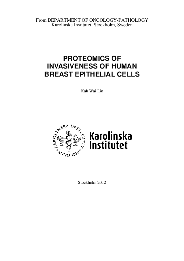 (PDF) Proteomic Insights into Breast Cancer Invasion