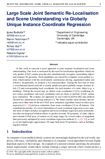Pdf Large Scale Joint Semantic Re Localisation And Scene Understanding Via Globally Unique