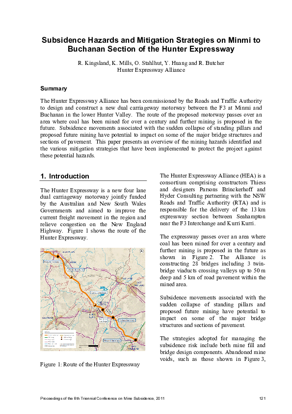 (PDF) Subsidence hazards and mitigation strategies on Minmi to Buchanan ...