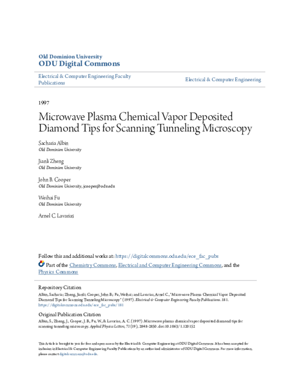 (PDF) Diamond Tips for Enhanced STM Imaging