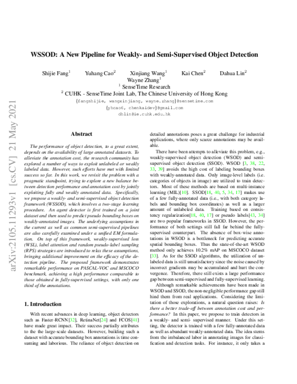 (PDF) WSSOD: A New Pipeline for Weakly- and Semi-Supervised Object Detection