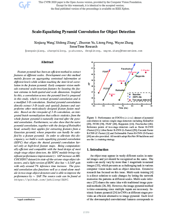 Pdf Scale Equalizing Pyramid Convolution For Object Detection