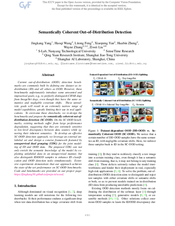 (PDF) Semantically Coherent Out-of-Distribution Detection