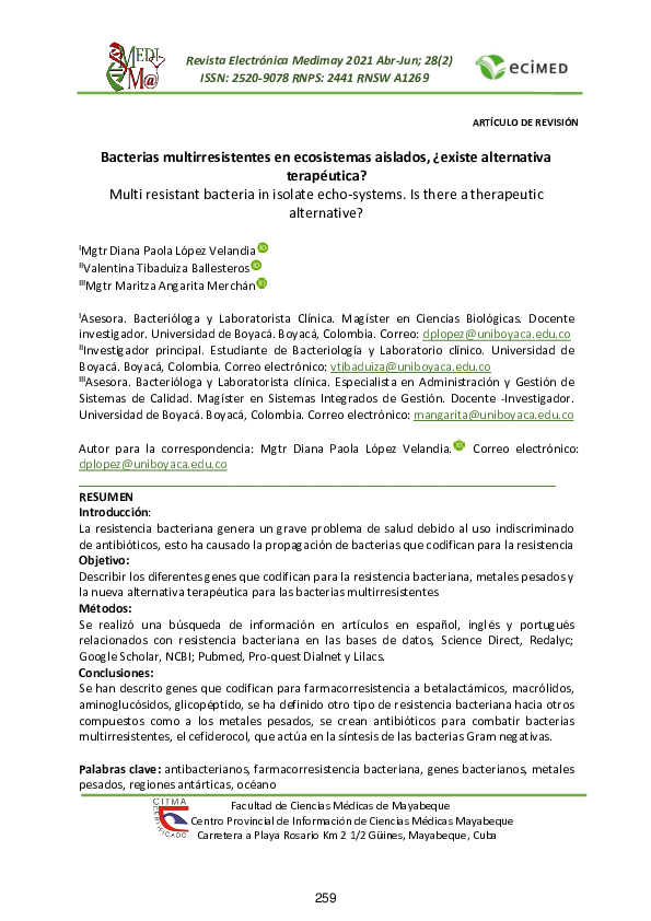 (PDF) Bacterias multirresistentes en ecosistemas aislados, ¿existe ...