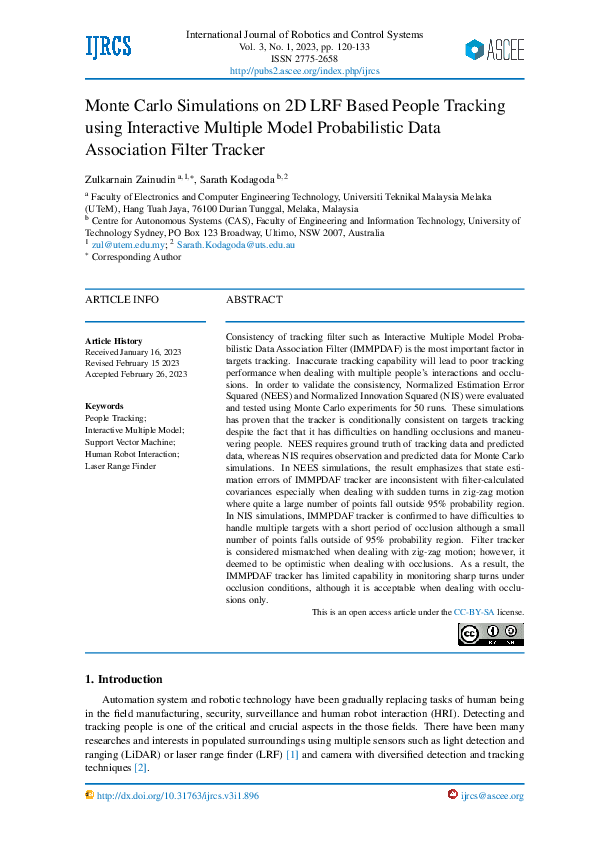 (PDF) Monte Carlo Simulations on 2D LRF Based People Tracking using ...
