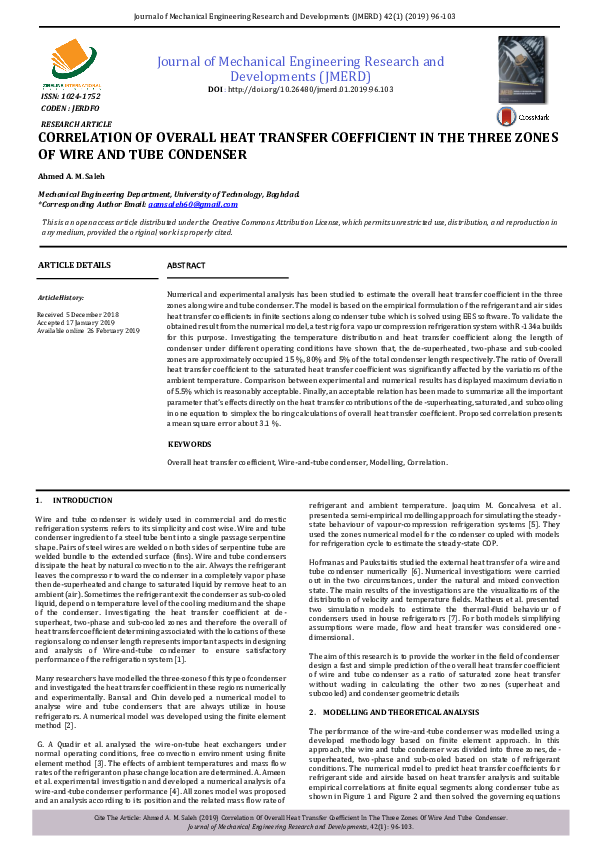 (PDF) Correlation of Overall Heat Transfer Coefficient in the Three ...