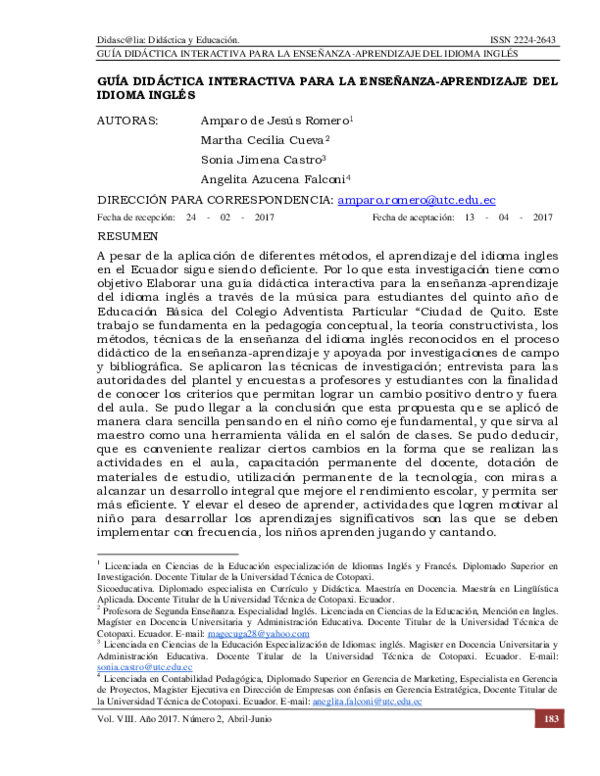 (PDF) Guía Didáctica Interactiva Para La Enseñanza-Aprendizaje Del Idioma Inglés