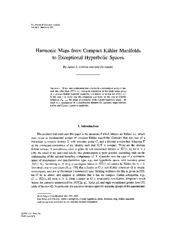 (PDF) Harmonic maps from compact Kähler manifolds to exceptional ...