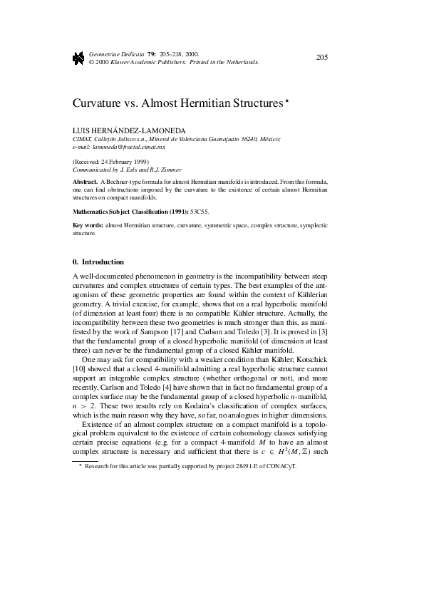 (PDF) Curvature vs. Almost Hermitian Structures
