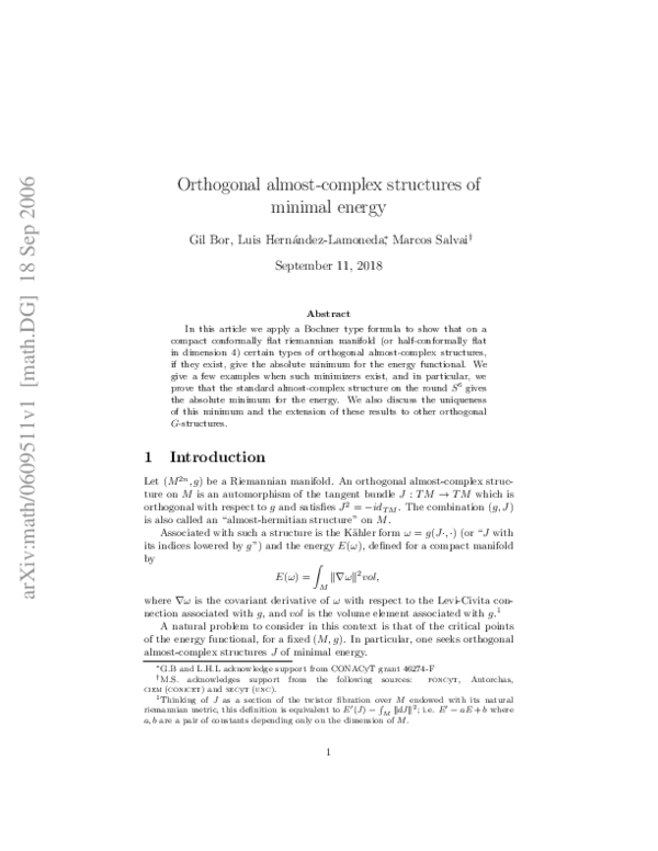 (PDF) Orthogonal almost-complex structures of minimal energy
