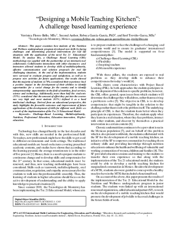 (PDF) Designing a Mobile Teaching Kitchen