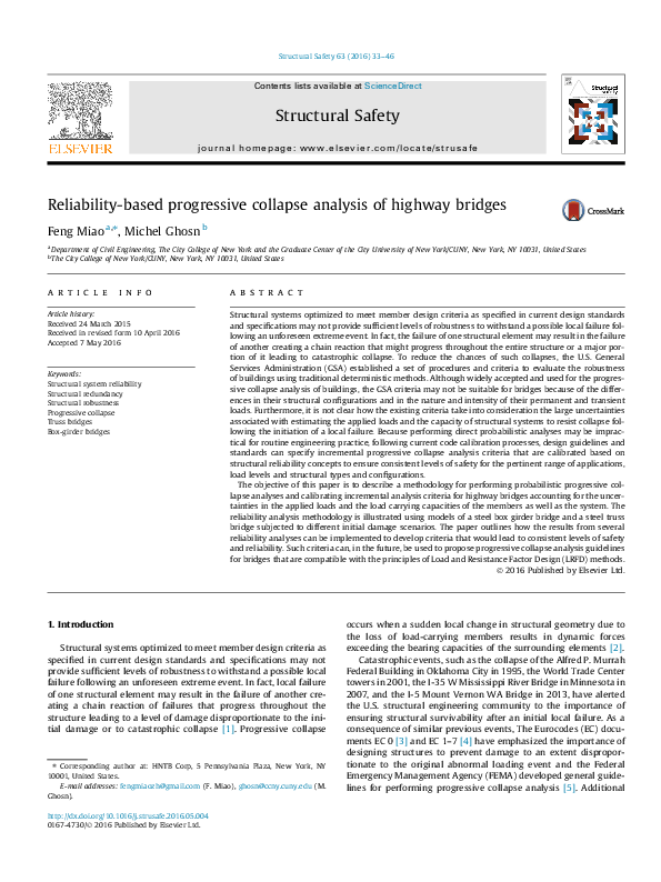 (PDF) Reliability-based progressive collapse analysis of highway bridges