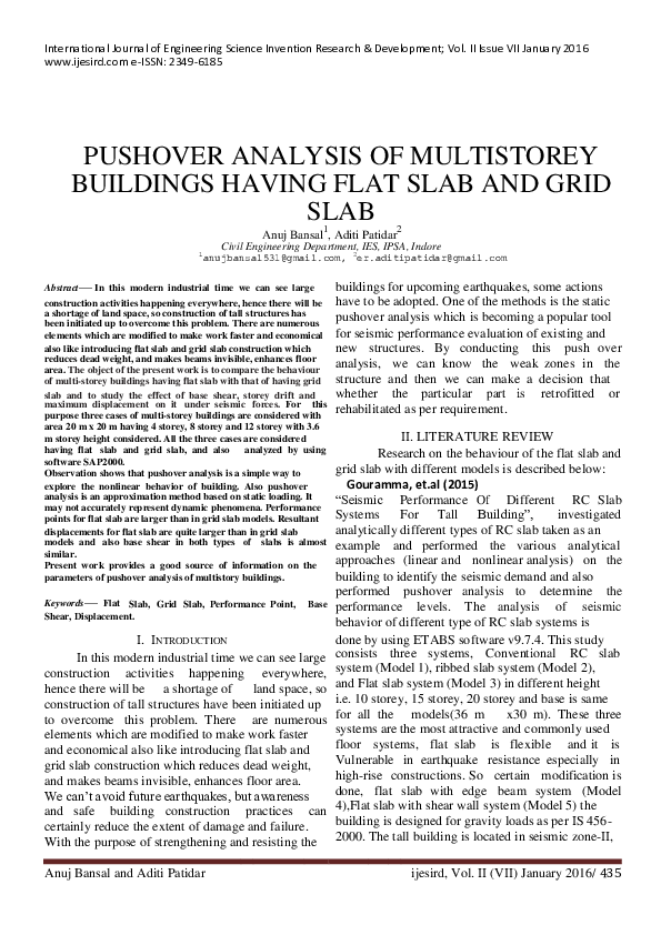(PDF) Pushover Analysis of Multistorey Buildings Having Flat Slab and ...