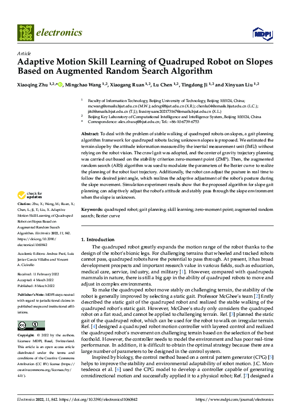 Pdf Adaptive Motion Skill Learning Of Quadruped Robot On Slopes Based On Augmented Random
