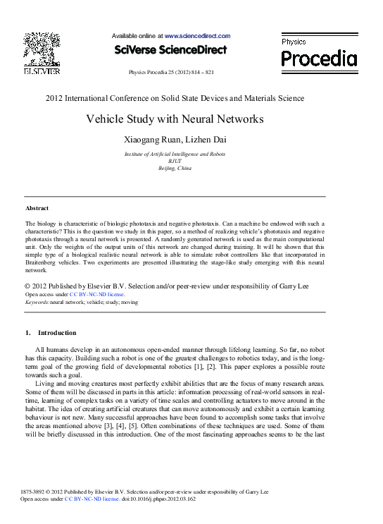 (PDF) Vehicle Study with Neural Networks