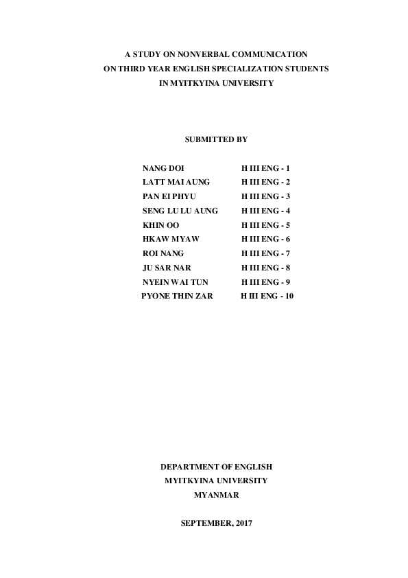 (PDF) A STUDY ON NONVERBAL COMMUNICATION