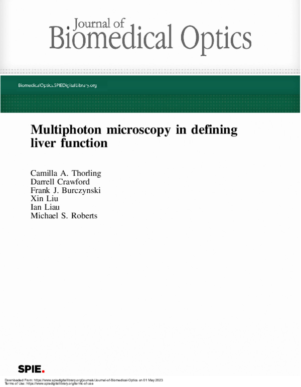 (PDF) Multiphoton microscopy in defining liver function