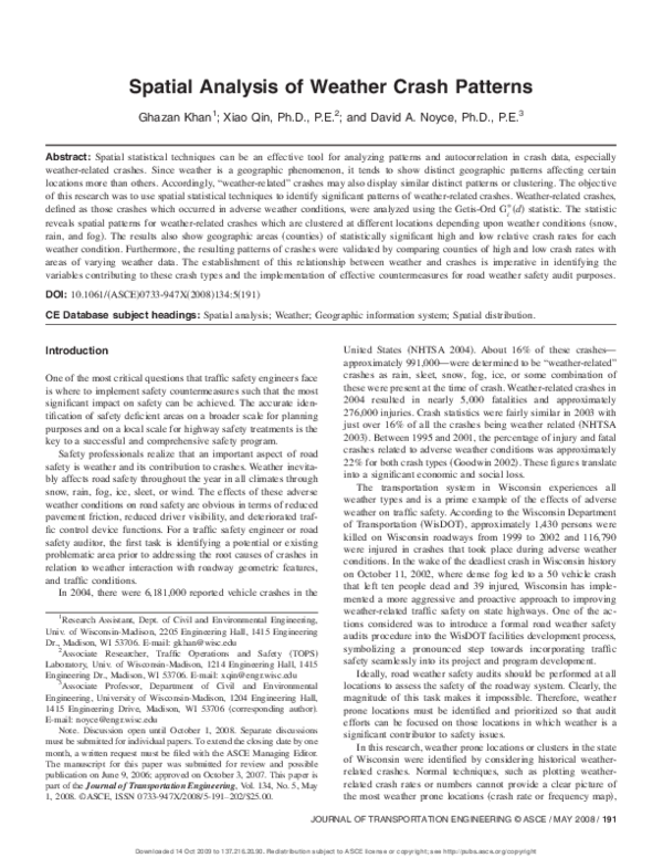 (PDF) Spatial Analysis of Weather Crash Patterns (PDF) Spatial Analysis of Weather Crash Patterns