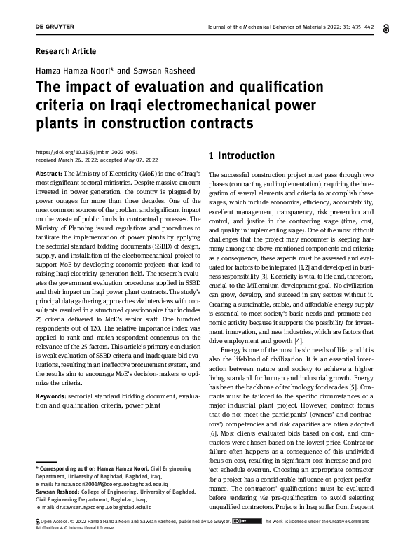 (PDF) The impact of evaluation and qualification criteria on Iraqi ...