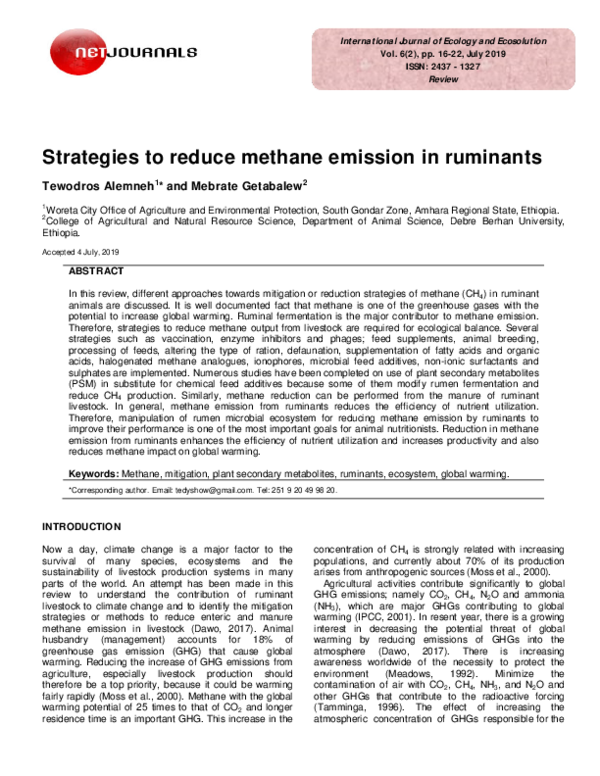 (PDF) Strategies to reduce methane emission in ruminants