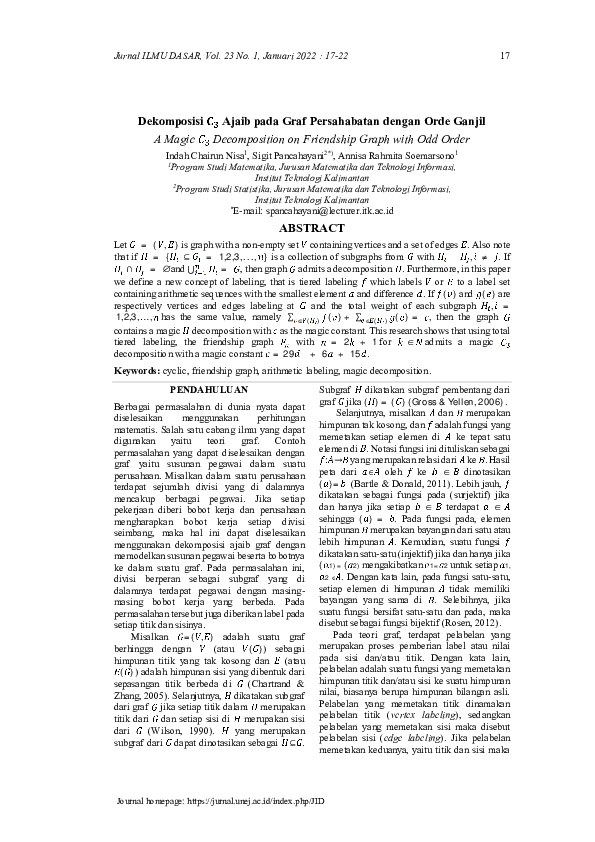 (PDF) A C3 Magic Decomposition on Friendship Graph with Odd Order
