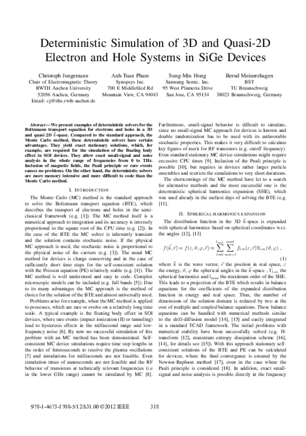 (PDF) Deterministic simulation of 3D and quasi-2D electron and hole ...