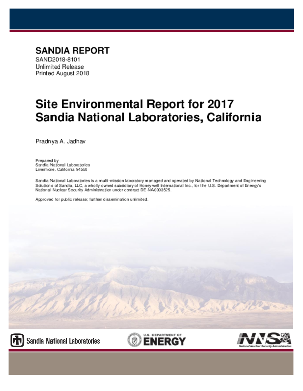 (PDF) Site Environmental Report for 2017 Sandia National Laboratories ...