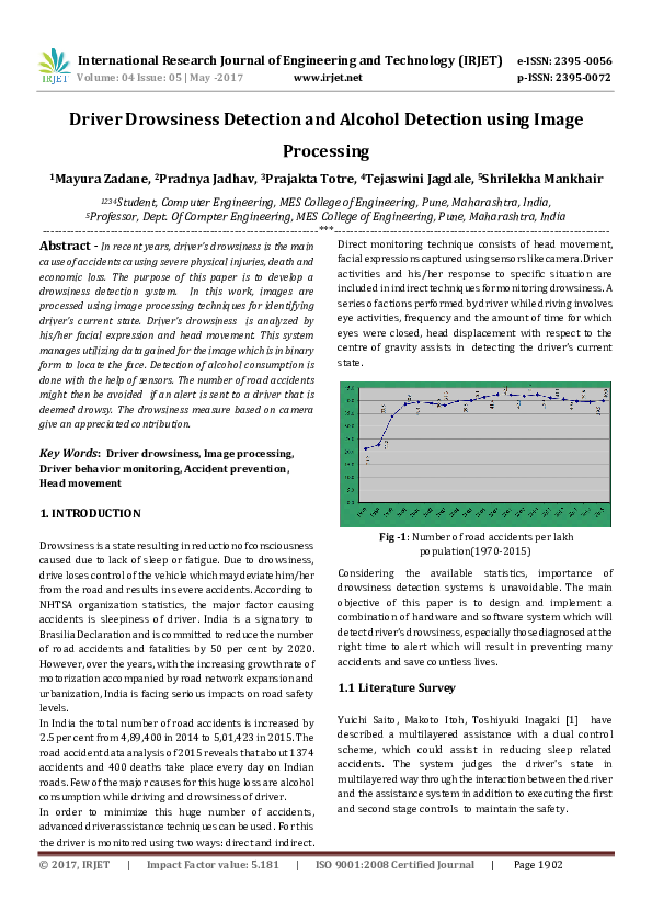 (PDF) Driver Drowsiness Detection and Alcohol Detection using Image ... (PDF) Driver Drowsiness Detection and Alcohol Detection using Image ...