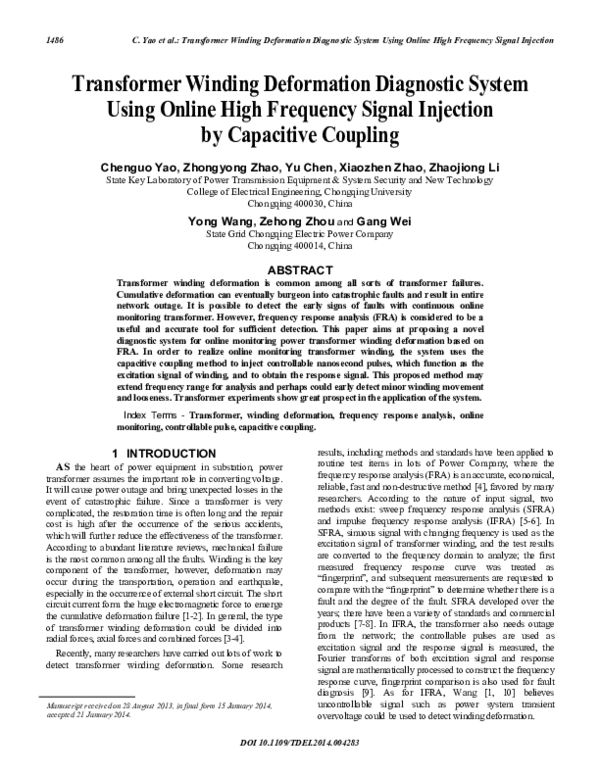 (PDF) Transformer winding deformation diagnostics techniques with ...
