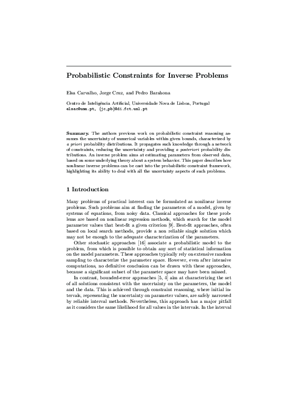 (PDF) Probabilistic Constraints for Inverse Problems