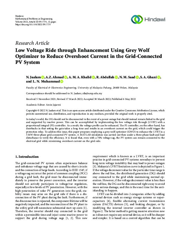 (PDF) Low Voltage Ride through Enhancement Using Grey Wolf Optimizer to Reduce Overshoot Current ...