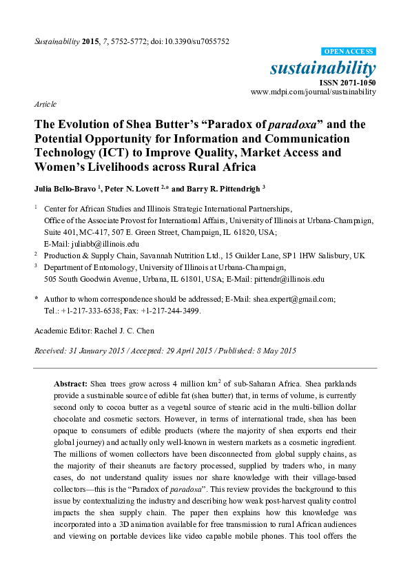 (PDF) Article The Evolution of Shea Butter’s “Paradox of paradoxa ” and ...