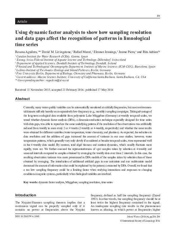 (PDF) Using dynamic factor analysis to show how sampling resolution and data gaps affect the ...