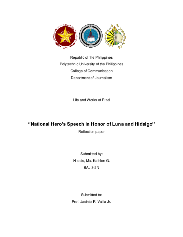 (PDF) ''National Hero's Speech in Honor of Luna and Hidalgo'' | Ma ...